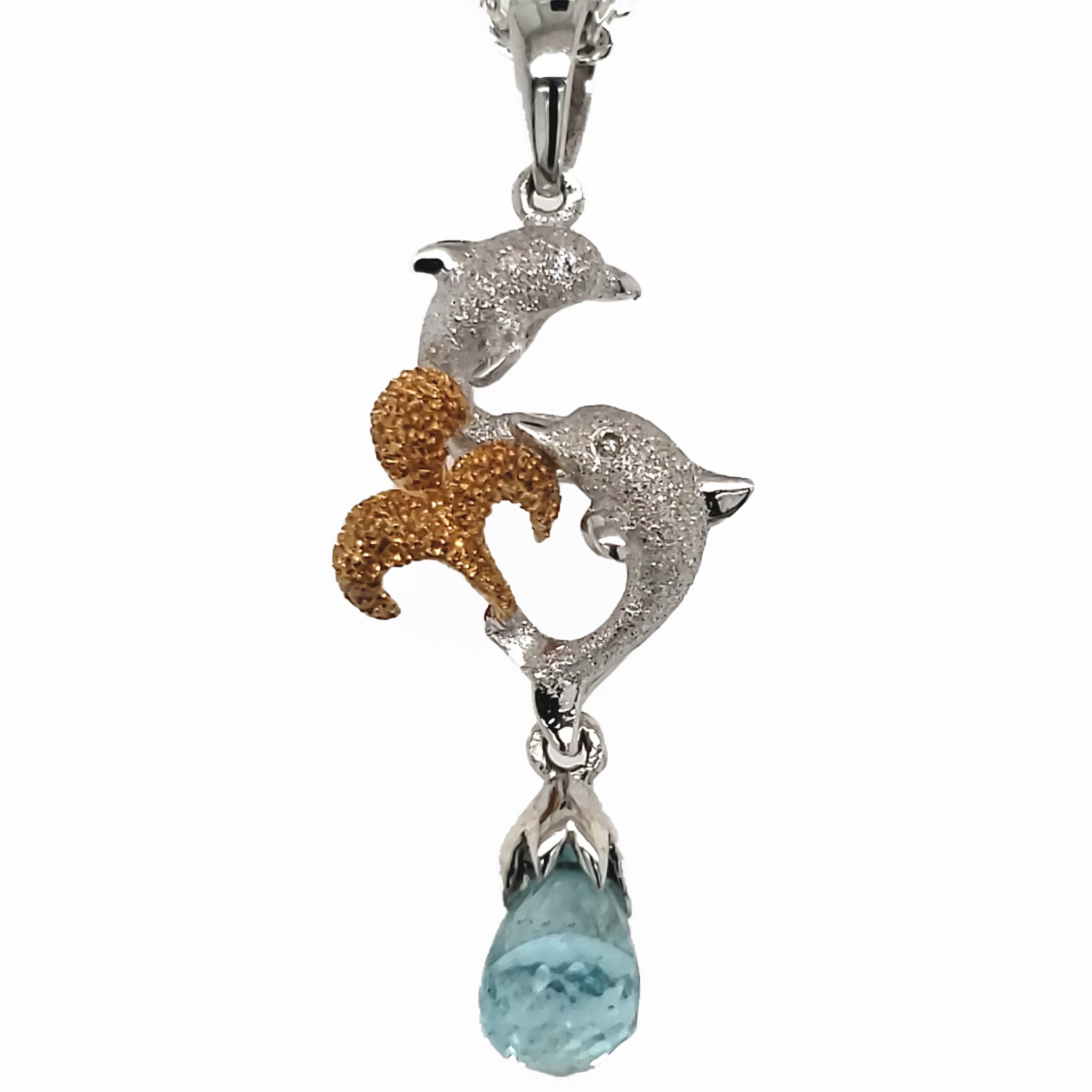 Denny Wong Dolphin and Apatite Briolette Pendant | Jennifer's Jewelry LLC