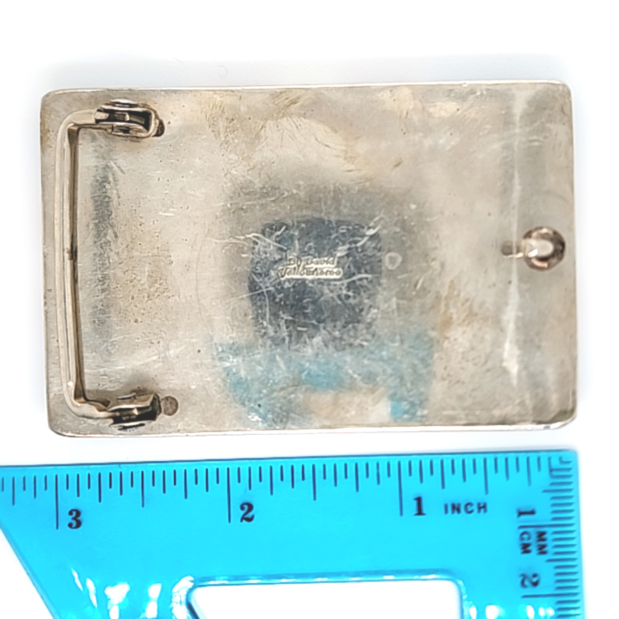 Signed David Yellowhorse Inlaid Wolf Belt Buckle | Jennifer's Jewelry LLC