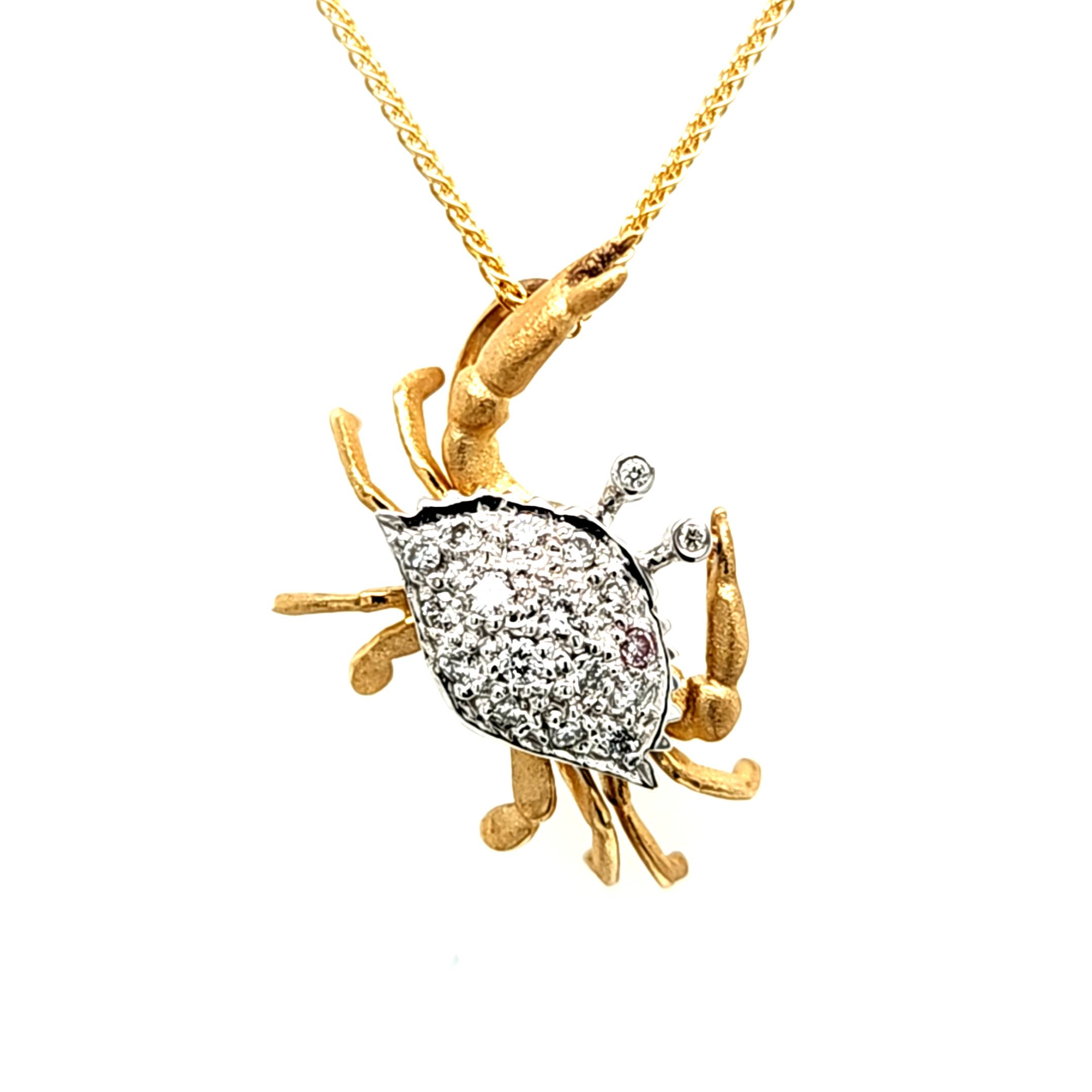 14k Yellow and Gold Diamond Denny Wong Crab Pendant